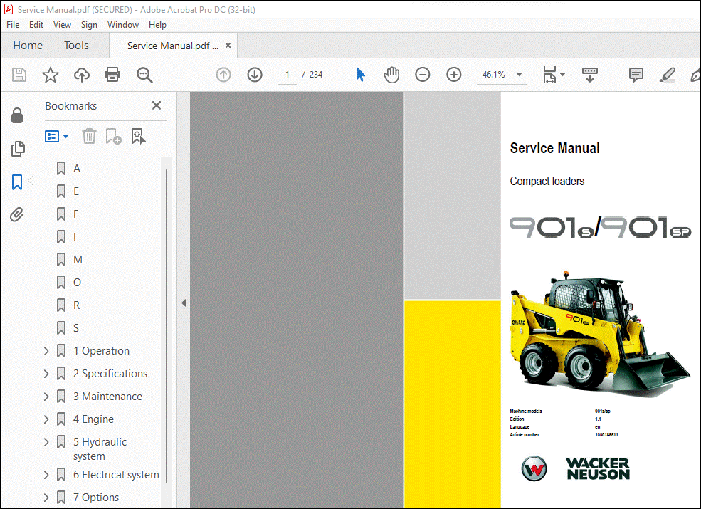 Wacker Neuson 901S 901SP Compact loaders Service Manual - PDF DOWNLOAD