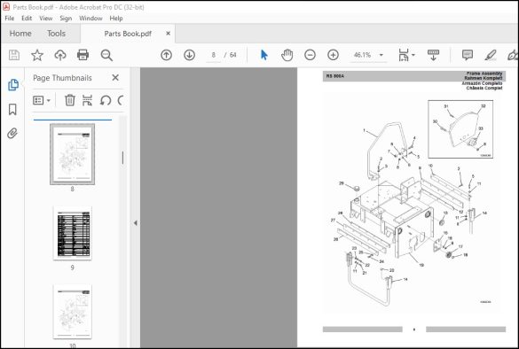 Wacker Neuson RS 800A Walk-Behind Rollers Parts Book Manual - PDF ...