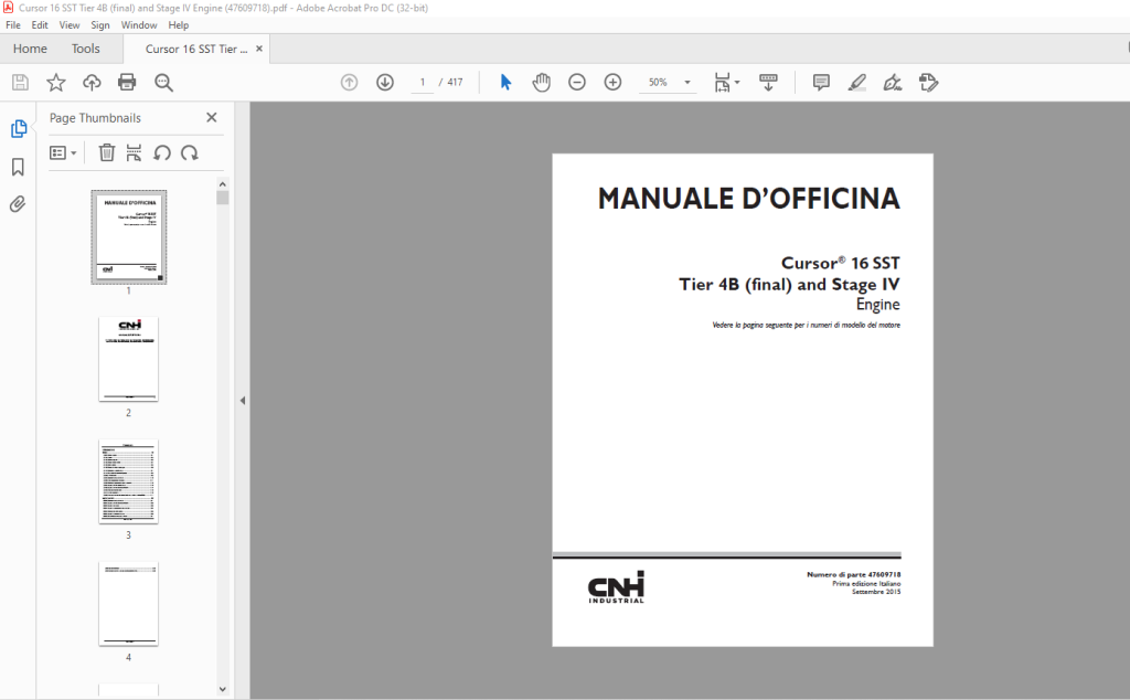 CNH Cursor® 16 SST Tier 4B (final) and Stage IV Engine MANUALE D ...