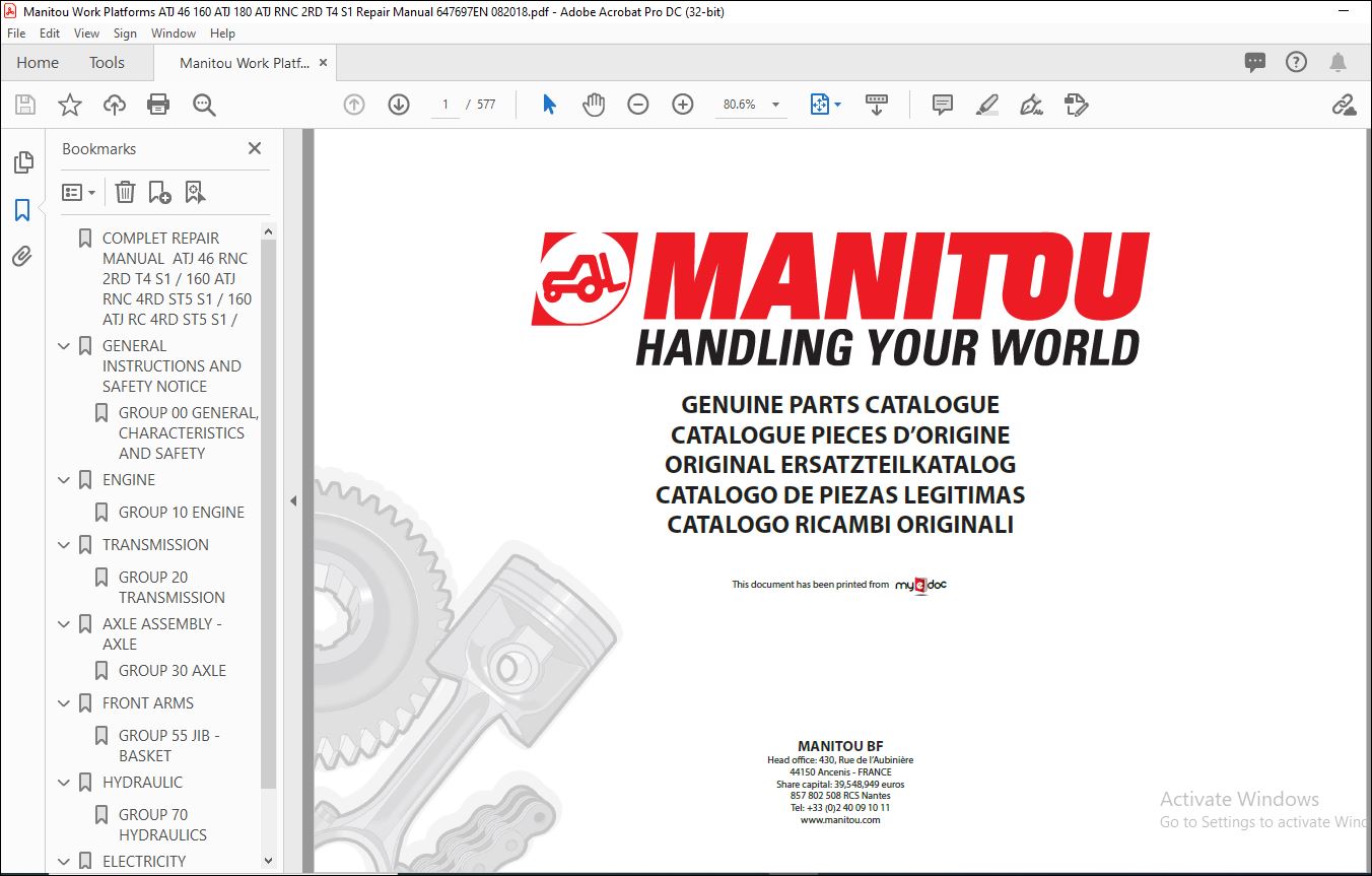 Manitou Work Platforms ATJ 46 160 ATJ 180 ATJ RNC 2RD T4 S1 Repair ... Manitou Work Platforms ATJ 46 160 ATJ 180 ATJ RNC 2RD T4 S1 Repair ...