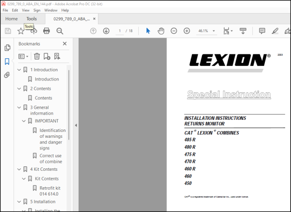 CLAAS LEXION® CAT ® LEXION ® COMBINES 485 R 480 R 475 R 470 R 460 R 460 ...