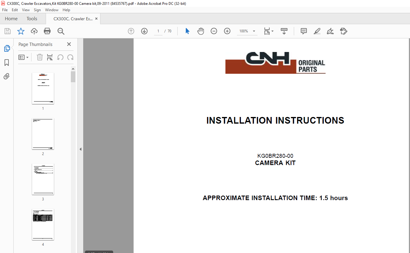 CNH CX300C KG0BR280-00 CAMERA KIT INSTALLATION INSTRUCTIONS MANUAL_EN ...