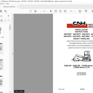 CNH E45B SR E50B SR CX45B CX50B Series 2 ZTS INSTALLATION INSTRUCTIONS ...