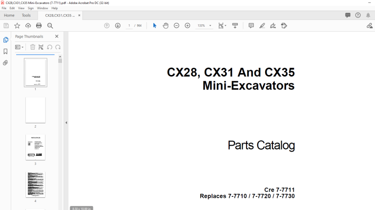 Case CX28, CX31 And CX35 Mini-Excavators Parts Catalog Manual _EN_FR_IT ...