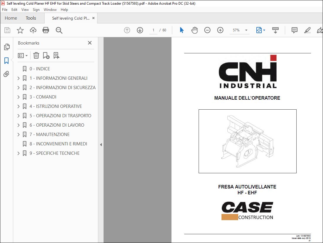 Case FRESA AUTOLIVELLANTE HF EHF MANUALE DELL’OPERATORE 51567593 - PDF ...