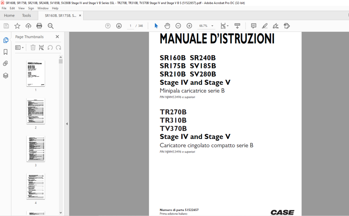 Case SR160B, SR175B, SR210B, SR240B, SV185B, SV280B Stage IV and Stage ...