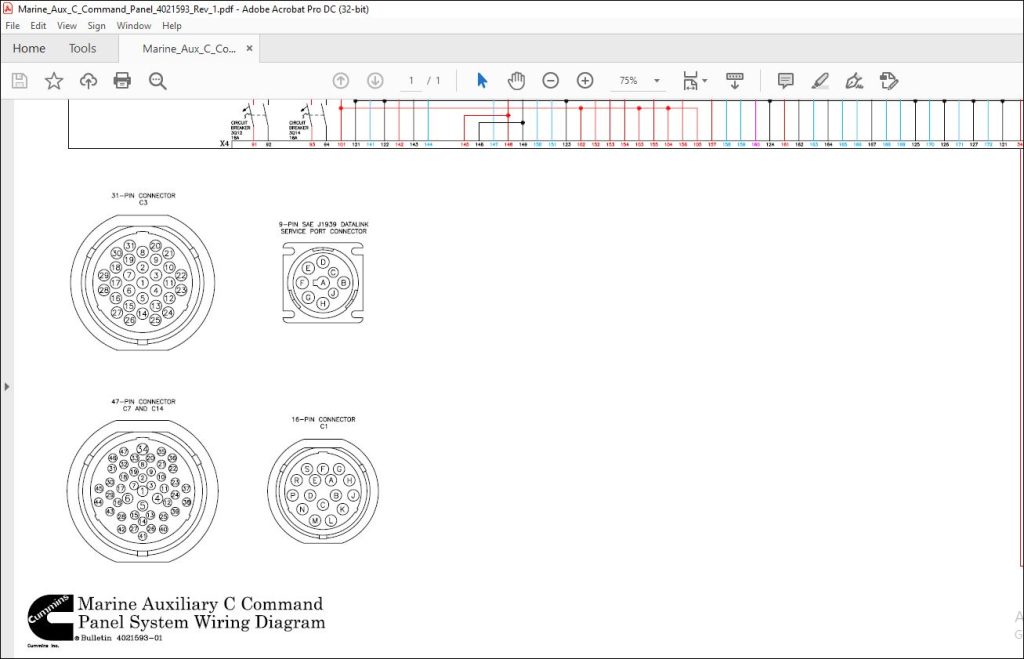 Cummins Marine Auxiliary C Command Panel System Wiring Diagram Manual ...