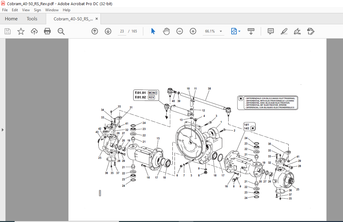 Ferrari Cobram 40-50 RS reversibile Parts Catalogue Manual - PDF DOWNLOAD