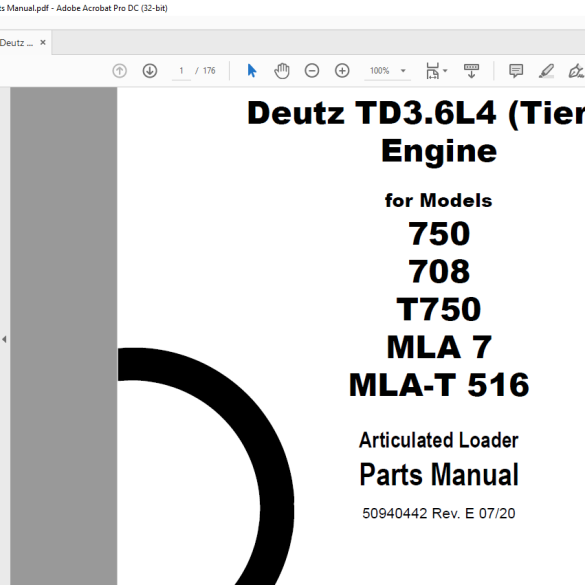 Deutz TD3.6L4 (Tier 4) Engine for Models 750 708 T750 MLA 7 MLA-T 516 ...