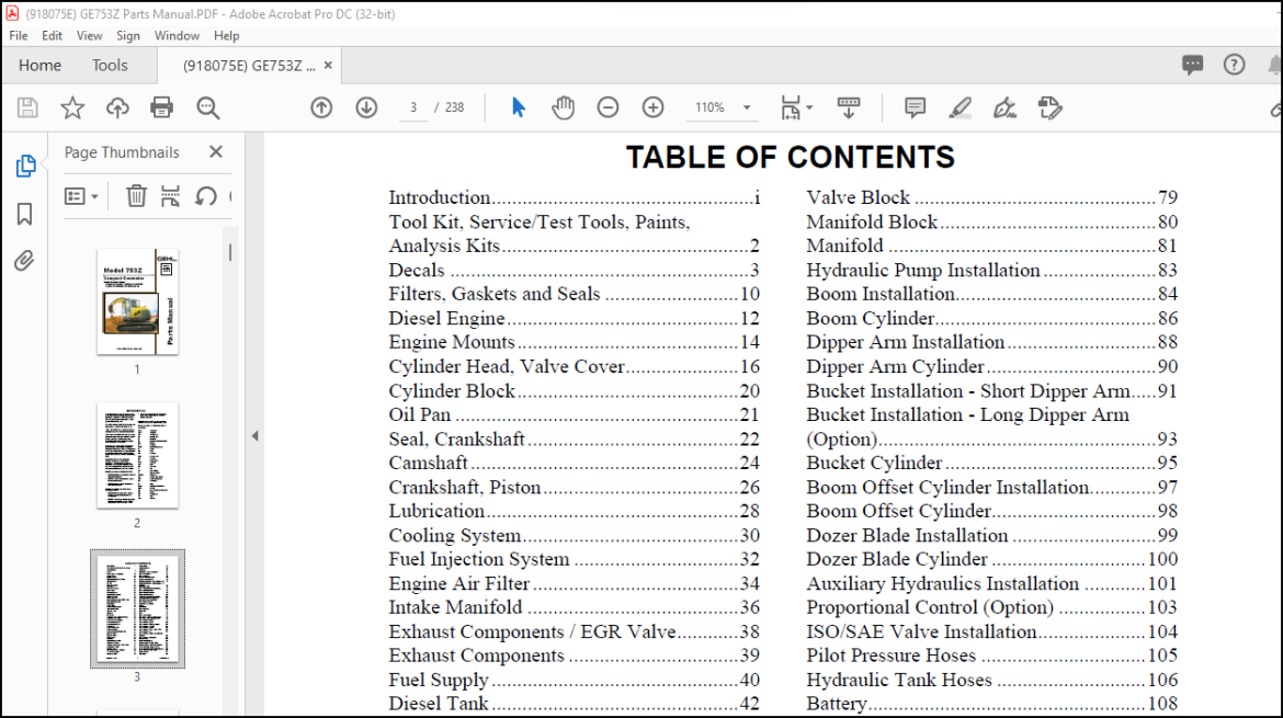 GEHL Compact Excavators 753Z Parts Manual(918075) - PDF DOWNLOAD