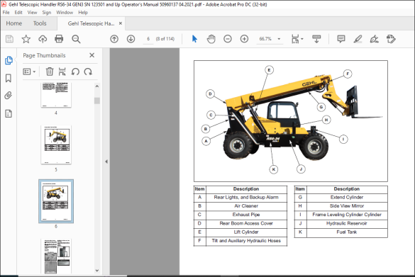 GEHL RS6-34 GEN3 Telescopic Handler Operator’s Manual(50960137) – PDF ...
