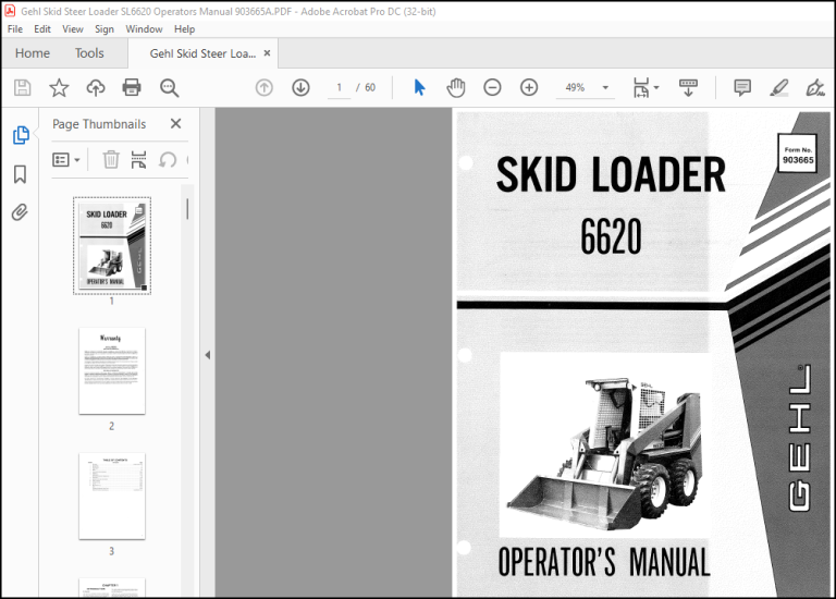 Gehl 6620 Skid Loader Operator's Manual 903665 - PDF DOWNLOAD ...