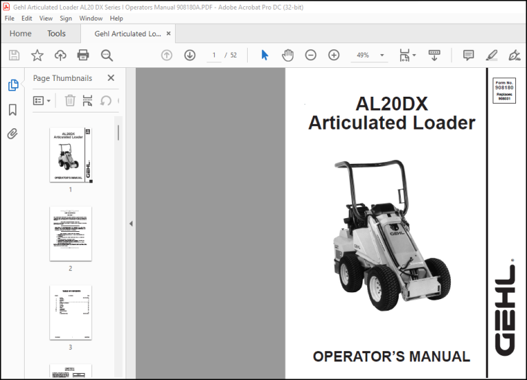 Gehl AL20DX Articulated Loader Operator’s Manual 908180 - PDF DOWNLOAD ...