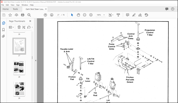 Gehl SL3510 Gasoline SL3610 Diesel Skid Loader Operator’s Manual 903654 ...