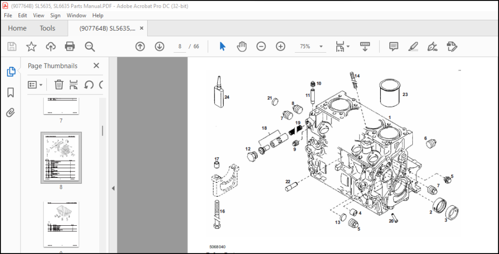 Gehl SL5635 & SL6635 Skid Loaders Deutz F 4M1011F Engine Parts Manual ...