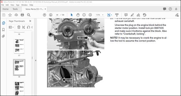 Volvo Penta D3-110 130 160 190i-B, D3-130160190A-B Workshop Manual ...