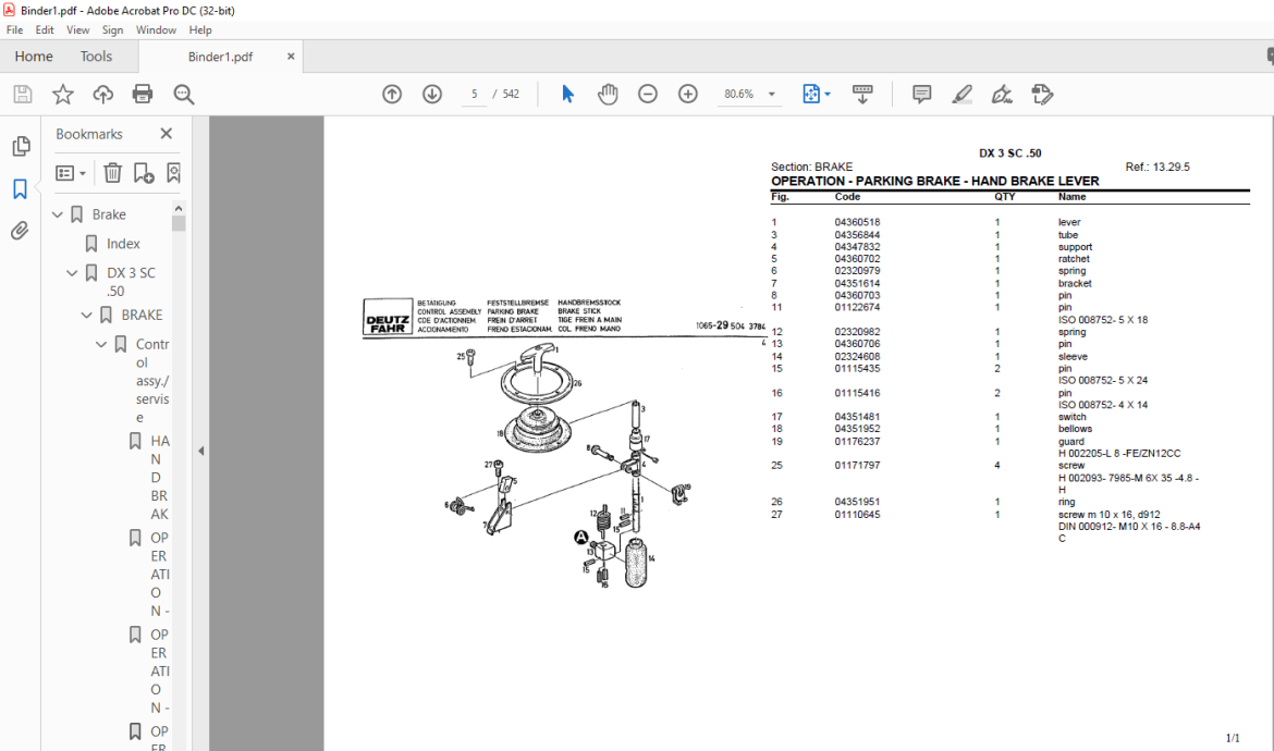 Deutz Fahr DX 3 SC.50 Parts Catalog Manual - PDF DOWNLOAD