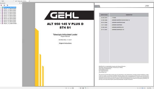 Gehl Heavy Equipment Telehandler 2022 Service Manual - PDF DOWNLOAD