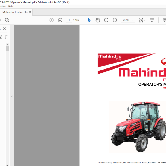 Mahindra Tractor eMax 25L-S For Front end Loader Operator's Manual - PDF DOWNLOAD - HeyDownloads ...