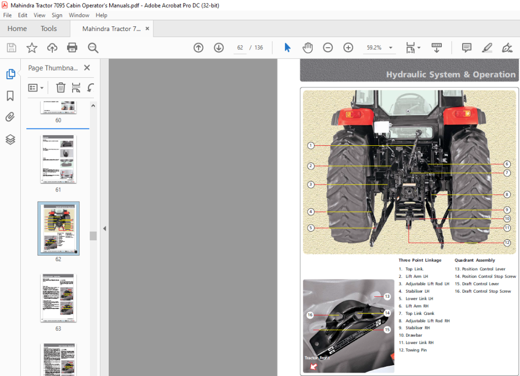 Mahindra Tractor 7095 4WD TIER-4 FINAL CABIN Operator’s Manual – PDF ...