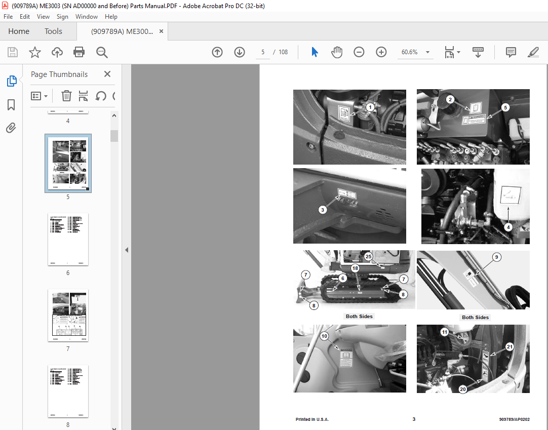 Mustang ME3003 Compact Excavator Parts Manual 909789 – PDF DOWNLOAD ...