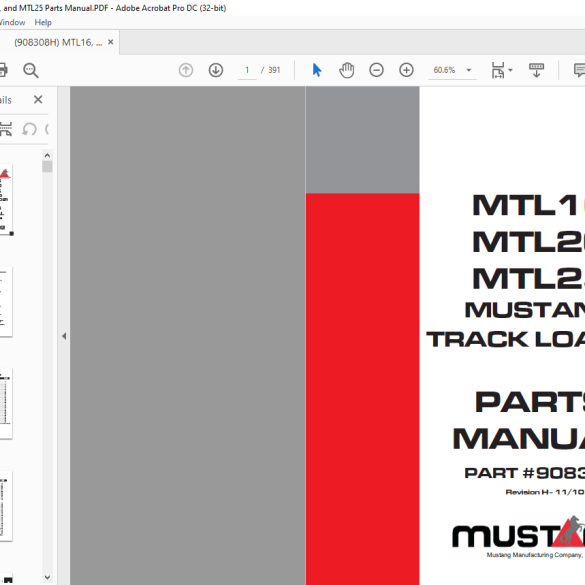 Mustang MTL16 MTL20 MTL25 Track Loader Parts Manual 908308 - PDF DOWNLOAD - HeyDownloads ...