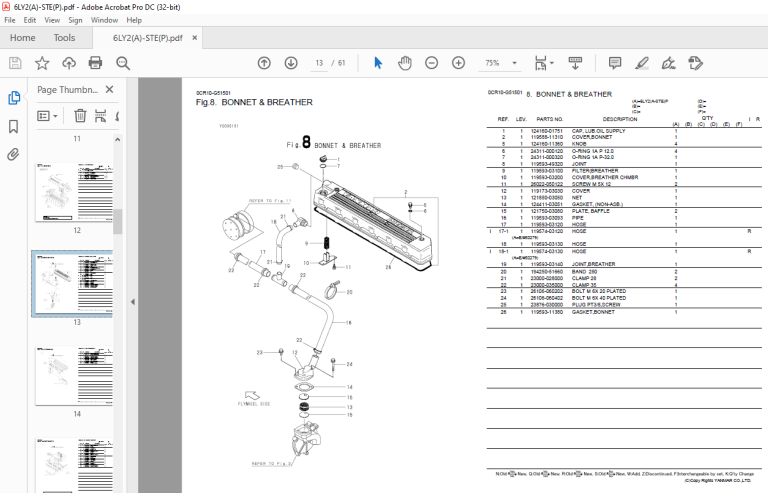 Yanmar 6LY2-STE 6LY2A-STP Diesel Engine Parts Catalog Manual – PDF ...