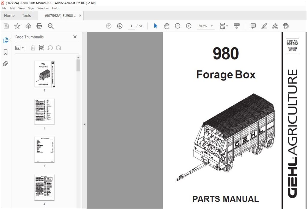 Gehl Forage Box 980 PARTS MANUAL(907592) – PDF DOWNLOAD – HeyDownloads ...