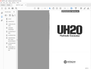 Hitachi Hydraulic Excavator UH20 Operation Manual(EM770-1) - PDF DOWNLOAD