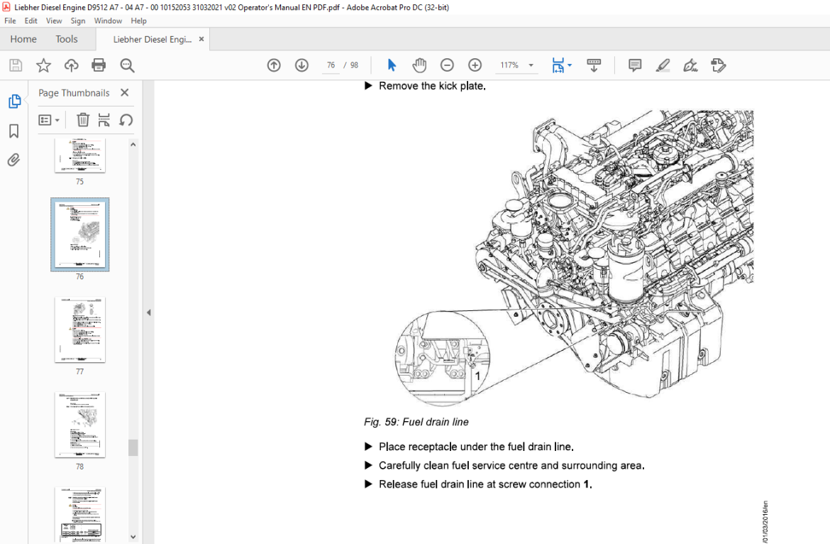 Liebherr D9512 A7-00(Tier0) D9512 A7-04(Tier4) Diesel Engine Operator's ...