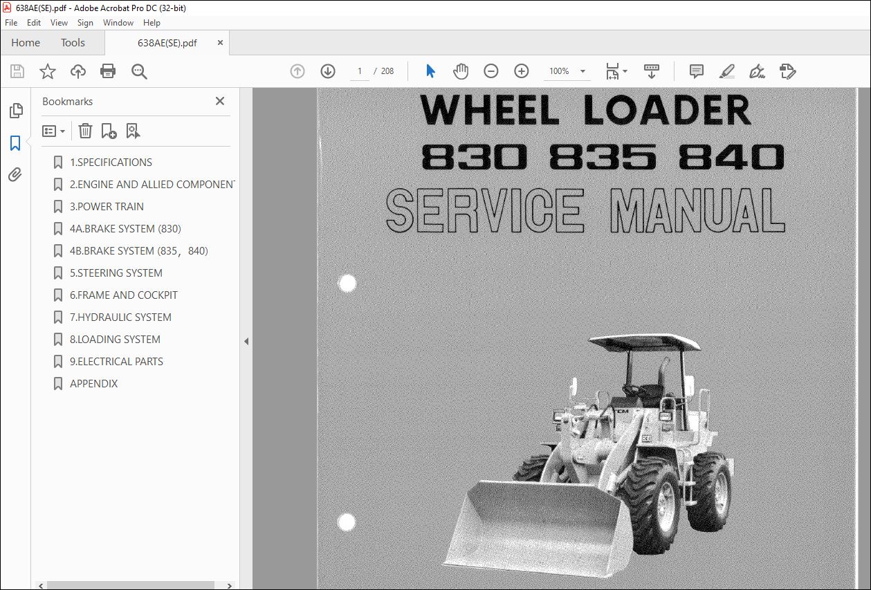 TCM 830 835 840 Wheel Loader Service Manual - PDF DOWNLOAD