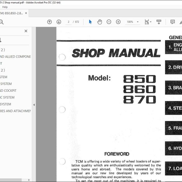 TCM 850 Wheel Loader Service Manual - PDF DOWNLOAD - HeyDownloads ...