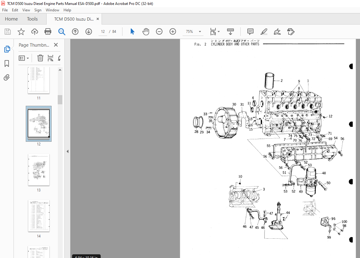 TCM D500 Isuzu Diesel Engine Parts Manual ESA-D500 - PDF DOWNLOAD
