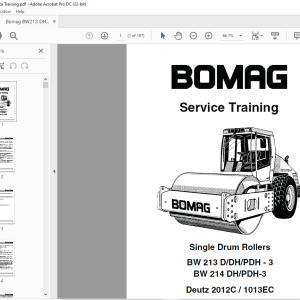 Bomag BW 213 D DH PDH - 3 BW 214 DH PDH-3 Deutz 2012C 1013EC Single ...