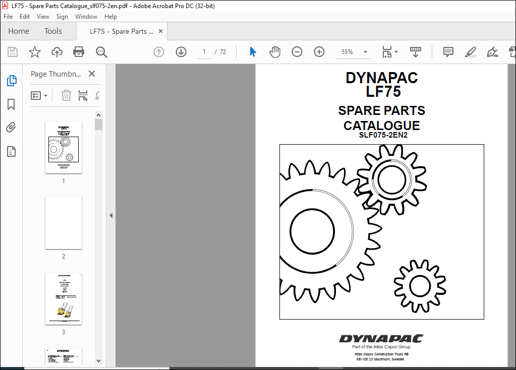 DYNAPAC LF75 SPARE PARTS CATALOGUE MANUAL SLF075-2EN2 – PDF DOWNLOAD ...