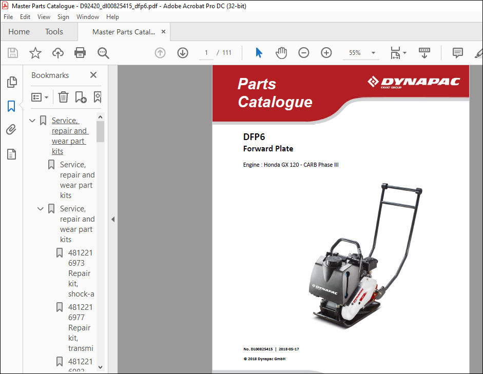 Dynapac DFP6 Forward Plate Engine Honda GX 120 – CARB Phase III Spare ...