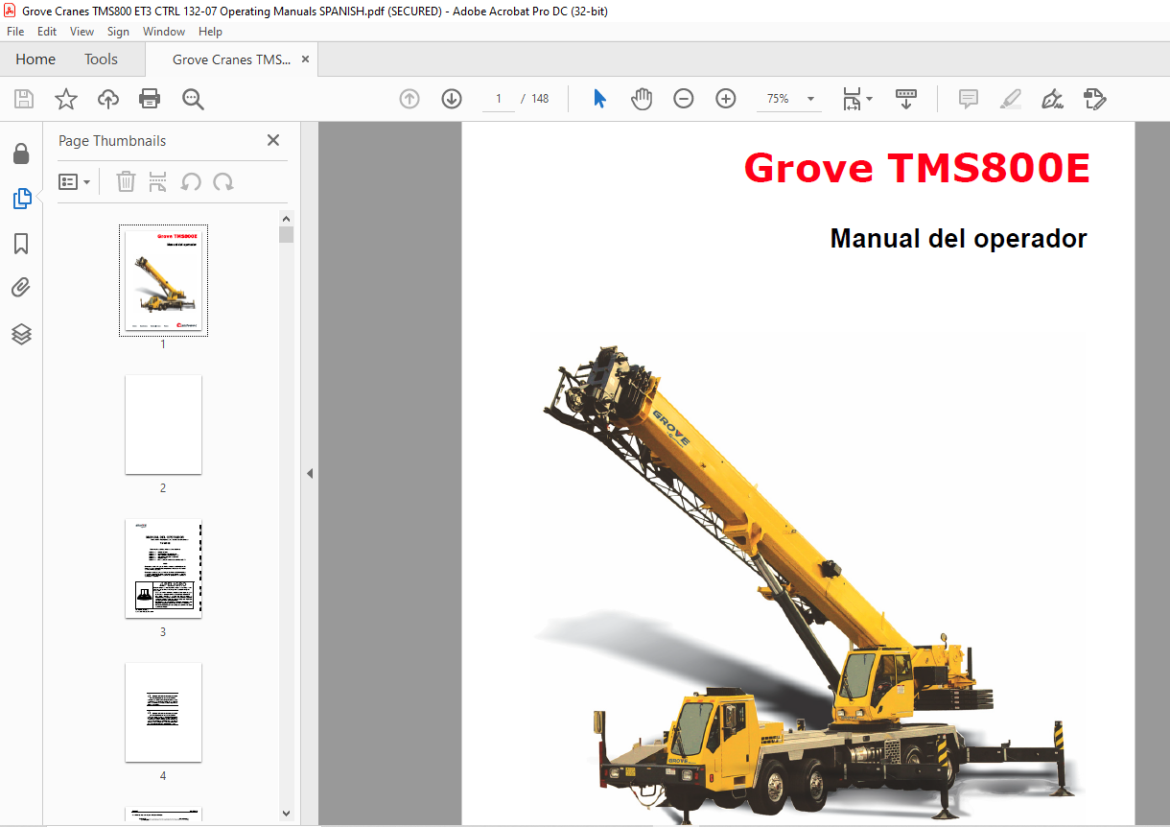Grove Crane Manitowoc TMS800E Manual del Operador - PDF DOWNLOAD (Spanish)