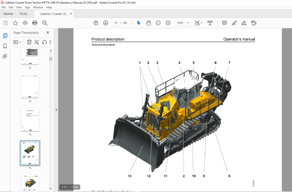 Operator Manual for Liebherr PR 776 Crawler Dozer 15137 PDF ...