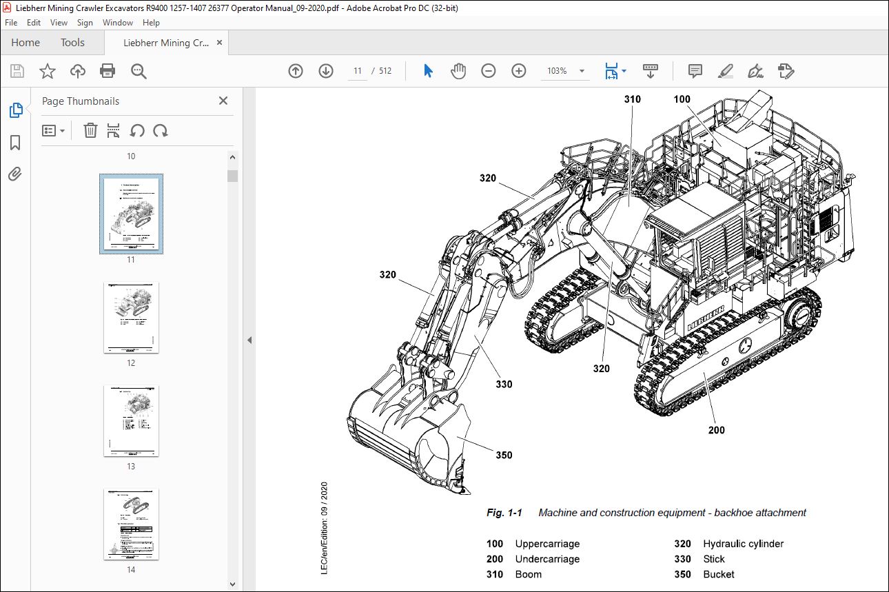 Liebherr Hydraulic excavator R 9400 Operating Manual – PDF DOWNLOAD ...