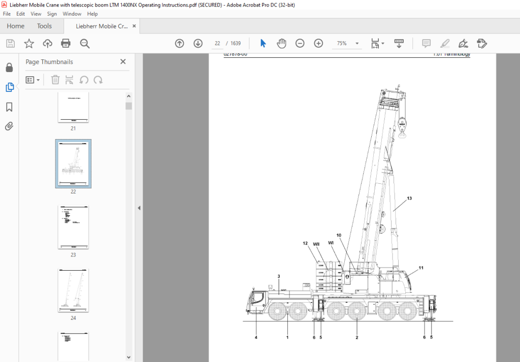 Liebherr LTM 1400NX Mobile crane with telescopic boom Operating ...
