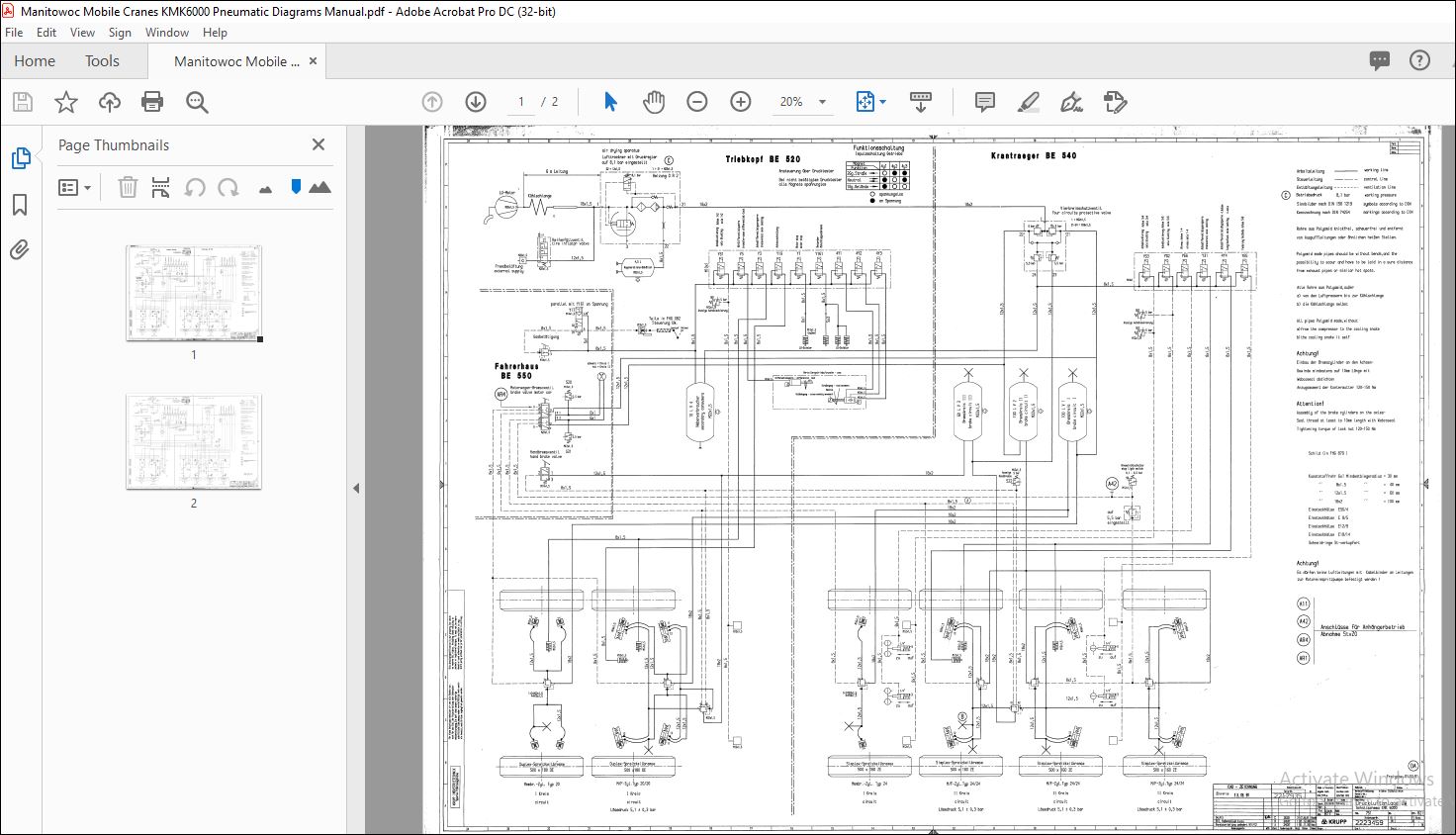 Manitowoc Mobile Cranes KMK6000 Pneumatic Diagrams Manual - PDF DOWNLOAD