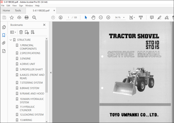 TCM TRACTOR SHOVEL STD10 STD15 SERVICE MANUAL - PDF DOWNLOAD