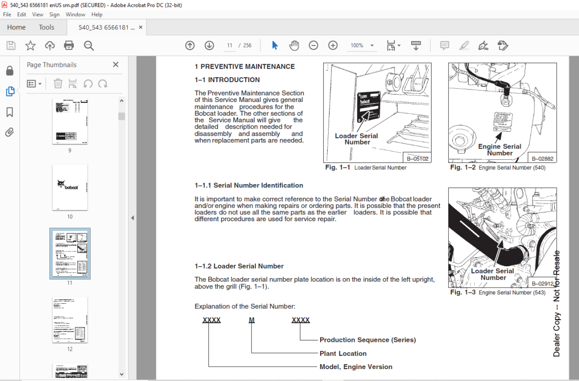 Bobcat 540 543 Loader Service Manual 6566181 (6-12) - PDF DOWNLOAD ...