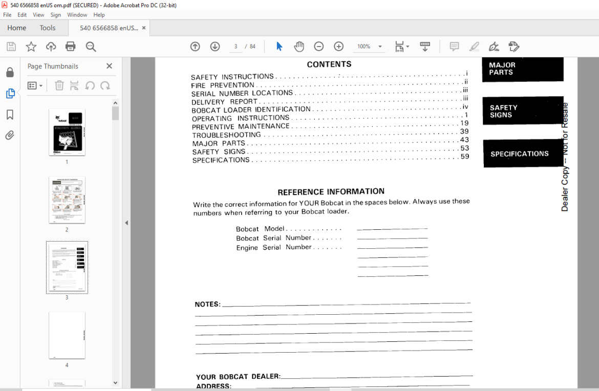 Bobcat 540 Loader Operator’s Manual SN 20001 & Above – PDF DOWNLOAD ...