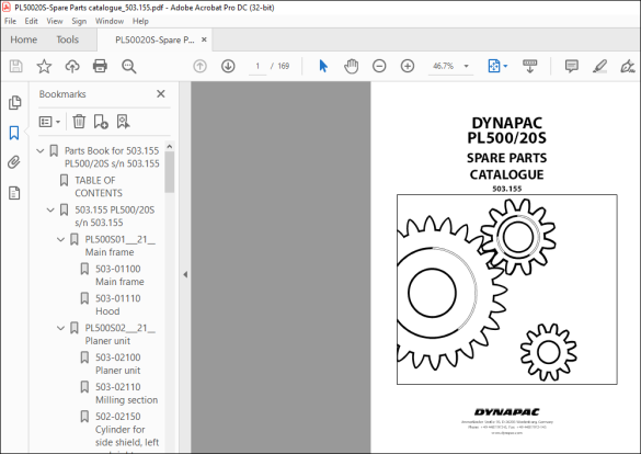 DYNAPAC PL500 20S Spare Parts catalogue Manual 503.155 - PDF DOWNLOAD ...