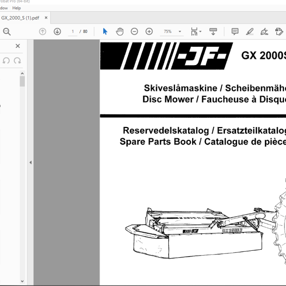 JF STOLL GX 2000 S Disc Mower Parts Manual - HeyDownloads - Manual ...