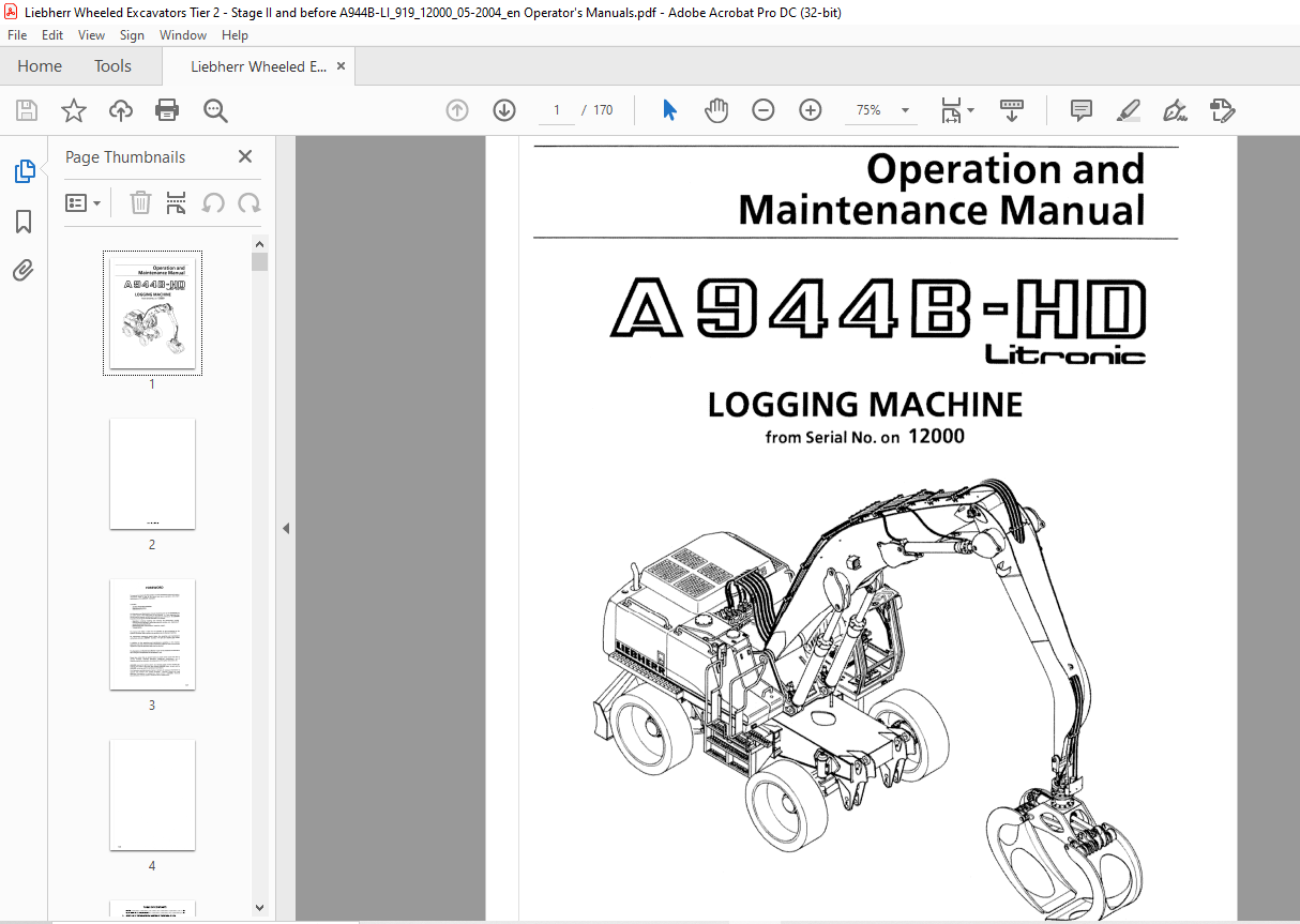 Liebherr A 944B-HD Litronic Logging Machine Wheeled Excavator Operation ...