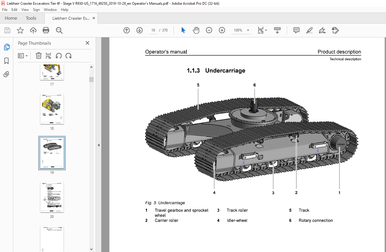 Liebherr Hydraulic excavator R930 1716 (USA CAN) Operator's manual ...
