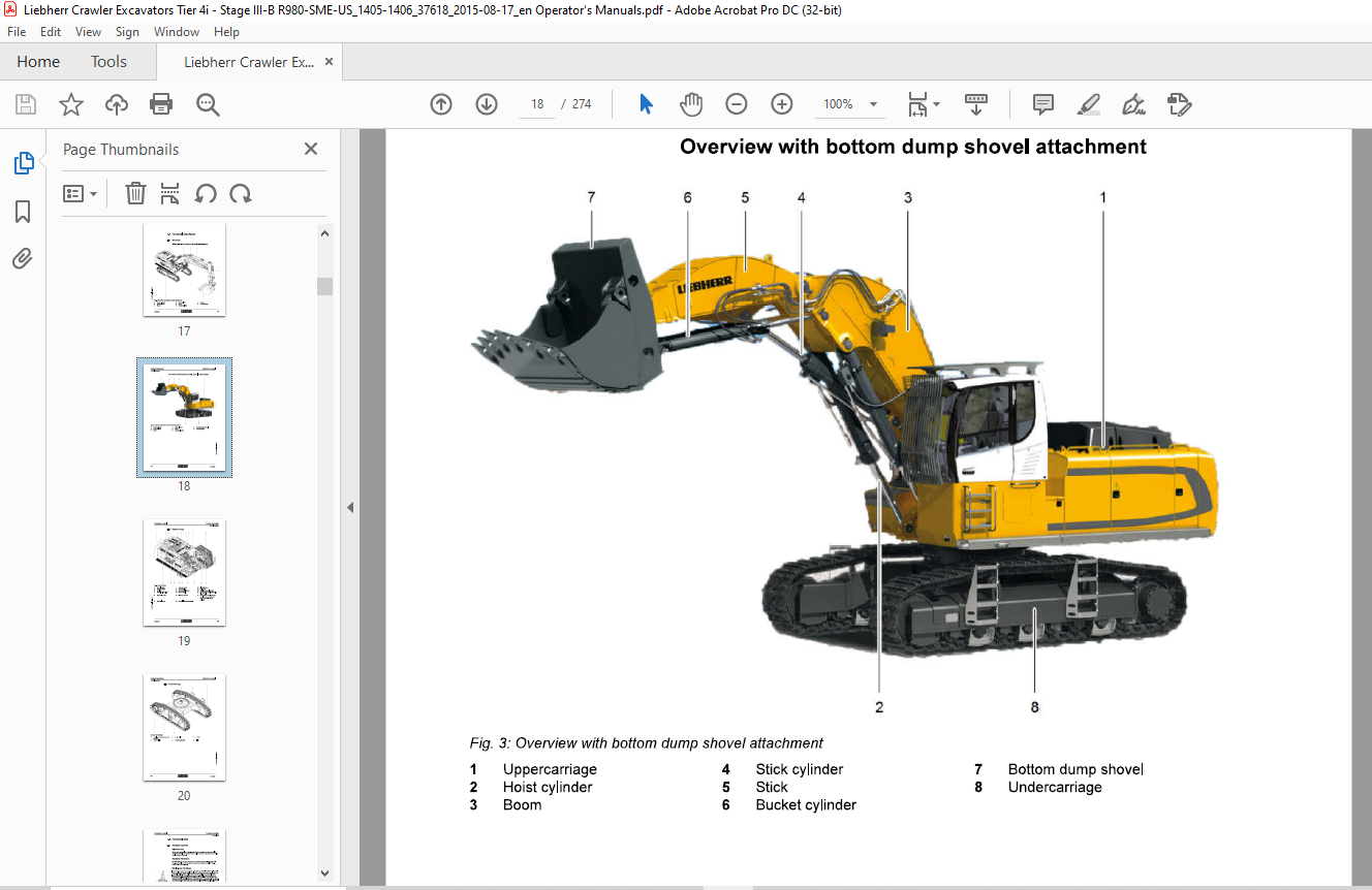 Liebherr R 980 SME 1405 1406 Excavator Operator's Manual SN 37618 - PDF ...