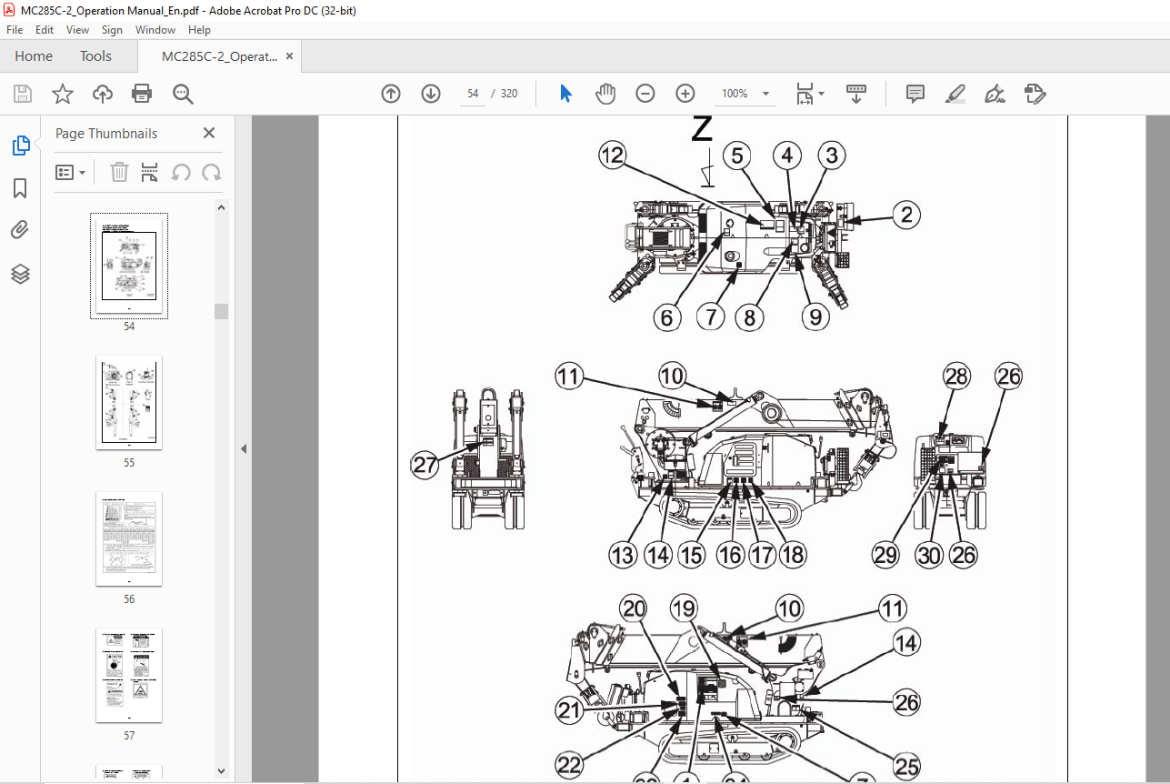Maeda MC 285C-2 Mini Crawler Crane Operation Manual SN P00976 and up ...